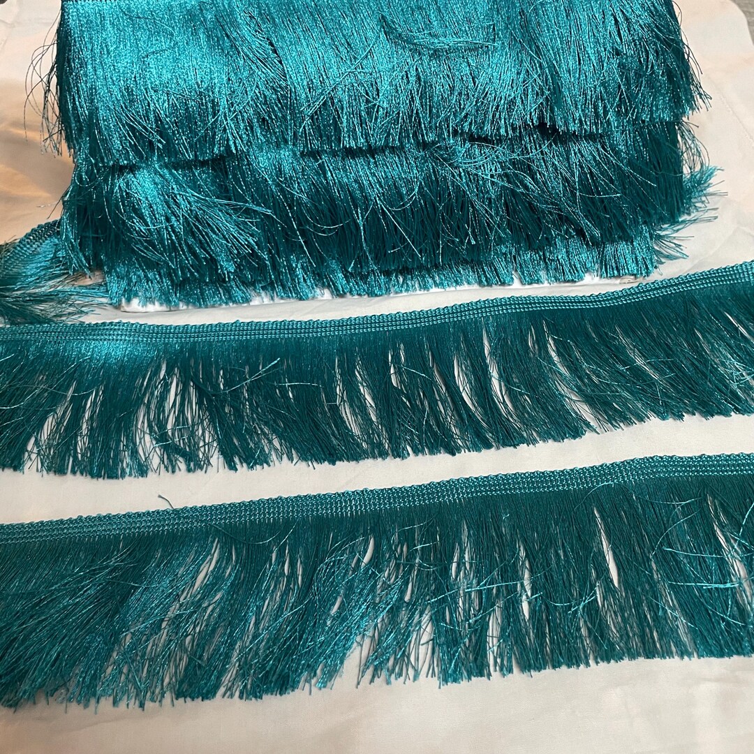 Teal Green 9 Yards 3”/8 Cms Fringe Trim Brush Eyelash DIY Fringe Laces ...