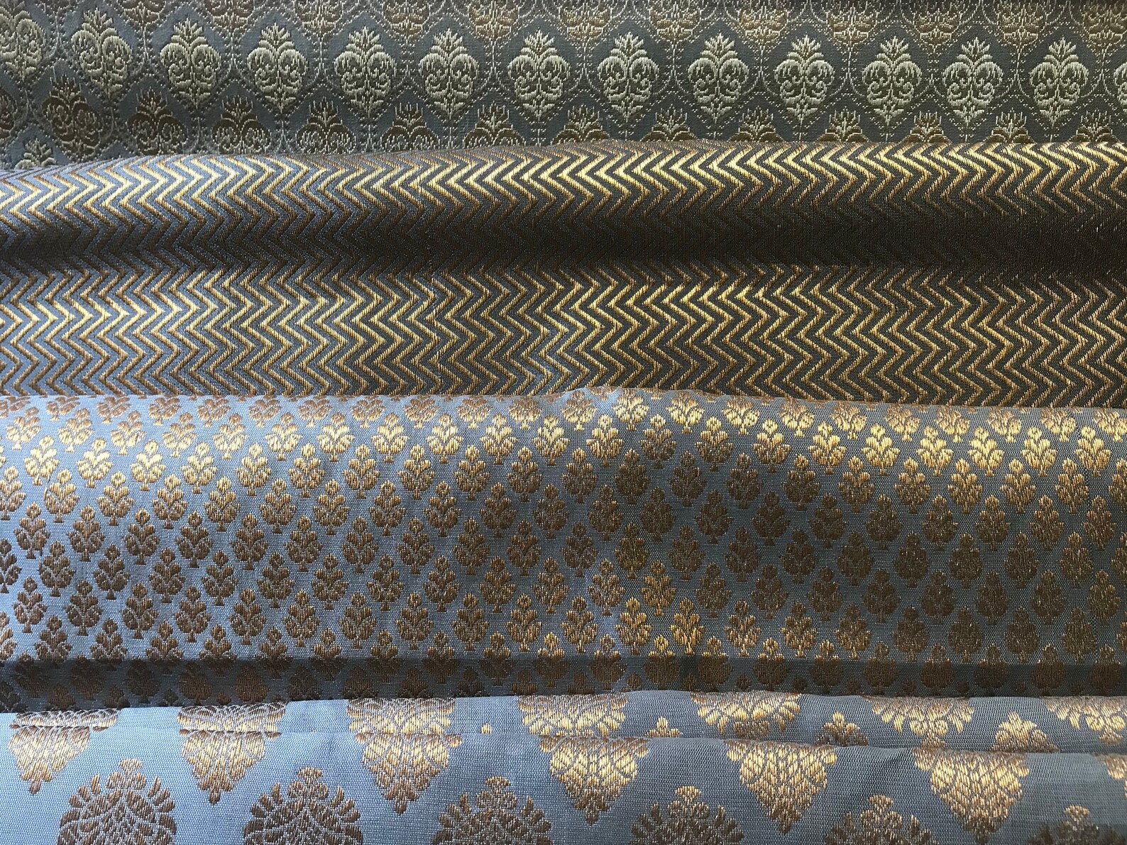Bundle/stack of Silver Grey Indian Brocade Set of Four Fat - Etsy