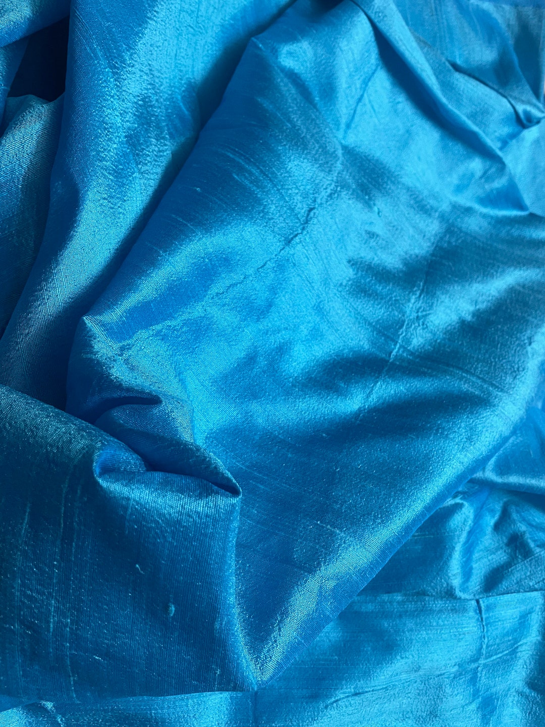 Un patio irridiscente azul dupioni pura seda/tela de seda cruda/tela de ...