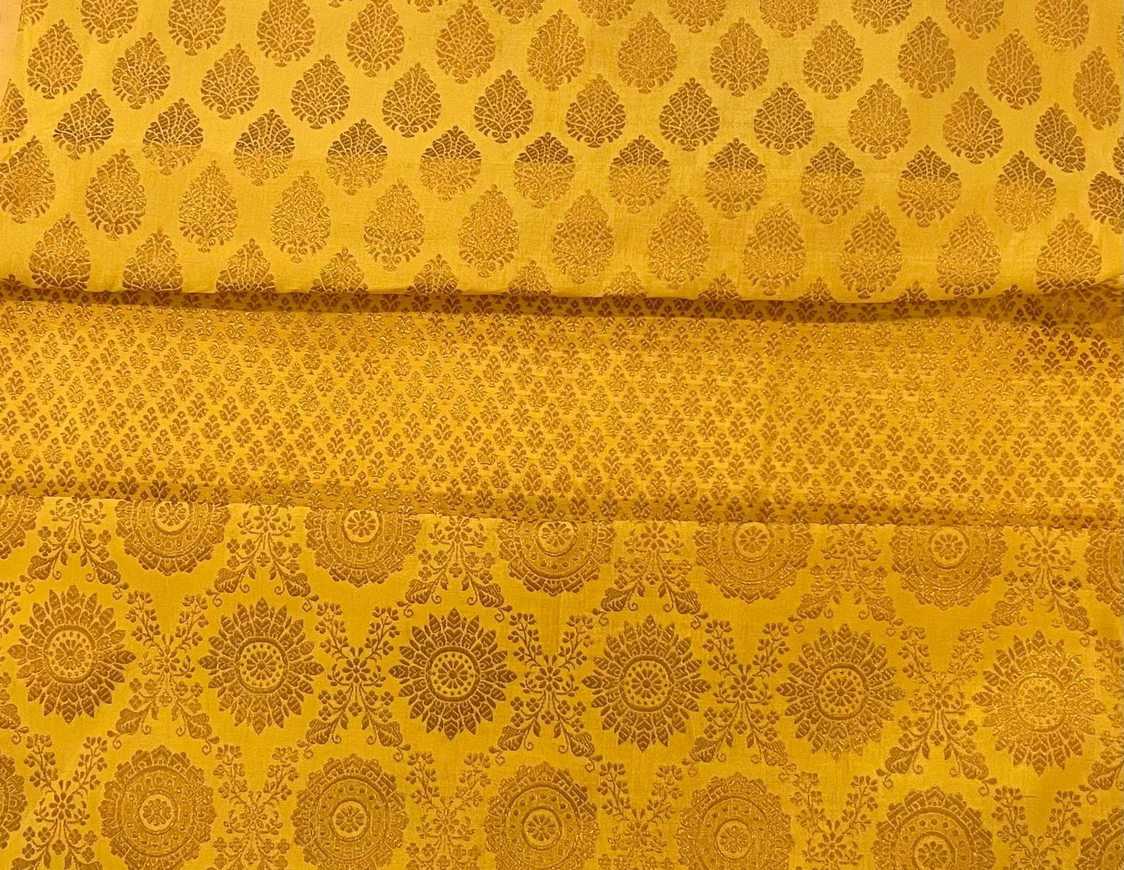 Bundle/stack/crafting Bundle of Yellow Indian Brocade/benarasi Brocade ...