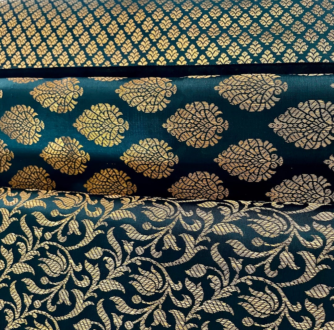 Bundle/stack of Deep Jade Green Indian Brocade/benarasi Brocade/set of ...