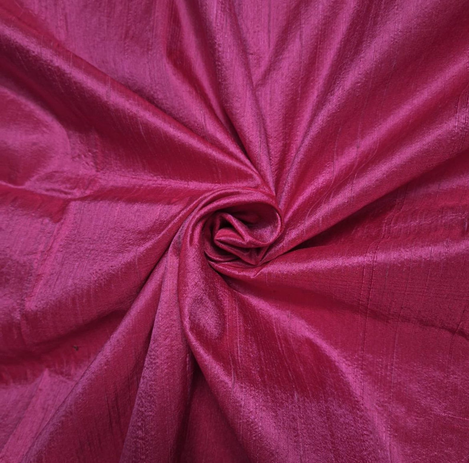 Deep Dark Pink Dupioni Silk Fabric by the Yard Pure Luxury Raw Silk for ...