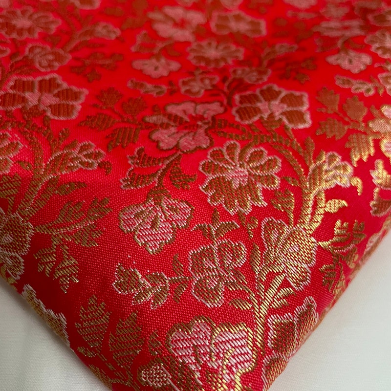 Red Gold Fabric - Etsy