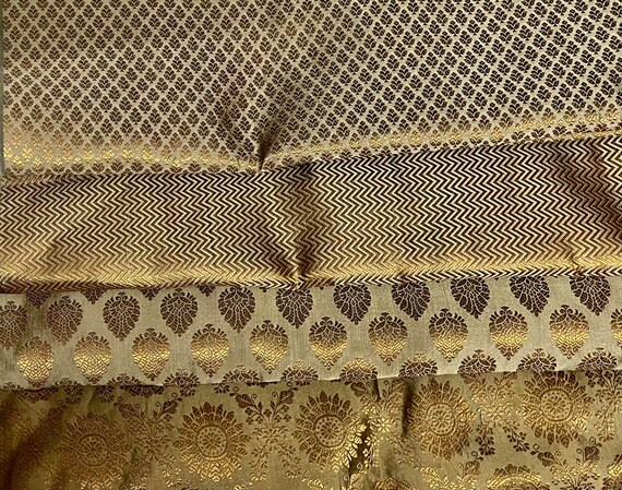 Bundle/stack of Gold Beige Indian Brocade Set of Four Fat - Etsy