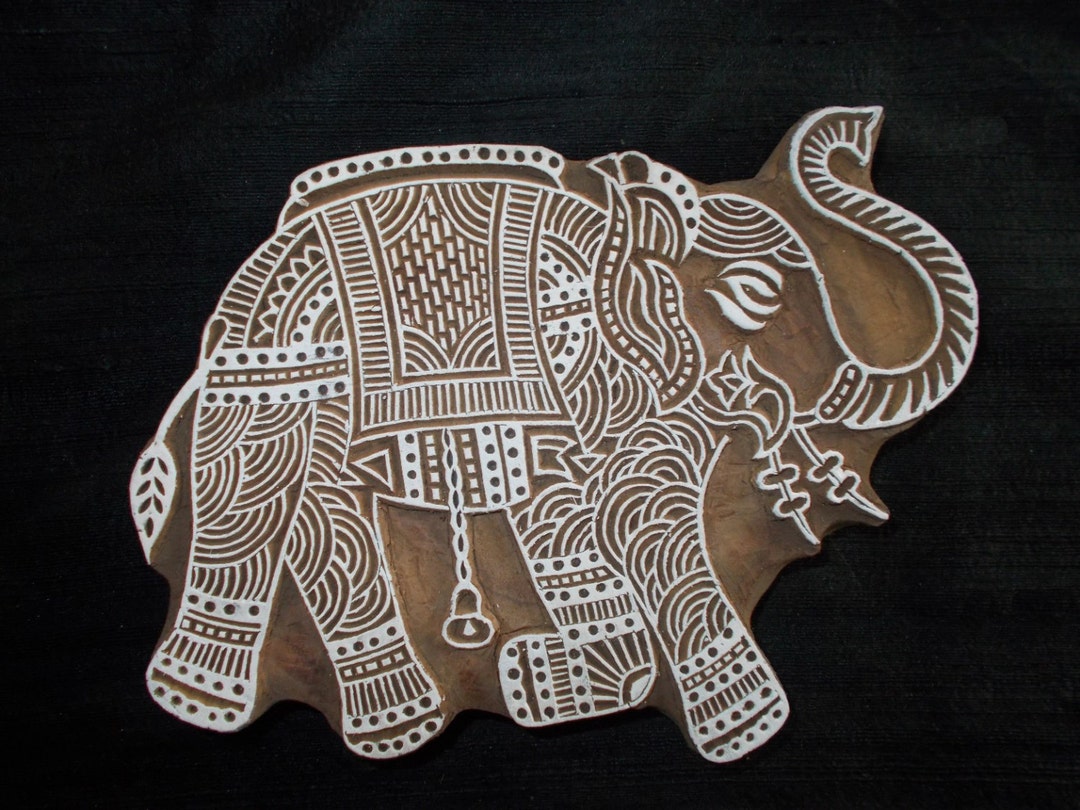 Big Elephant Indian Block Printing Stamp/textile Pottery - Etsy