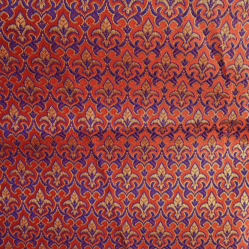 One Yard Red Indian Brocade Fabric by the Yard for DIY Craft - Etsy