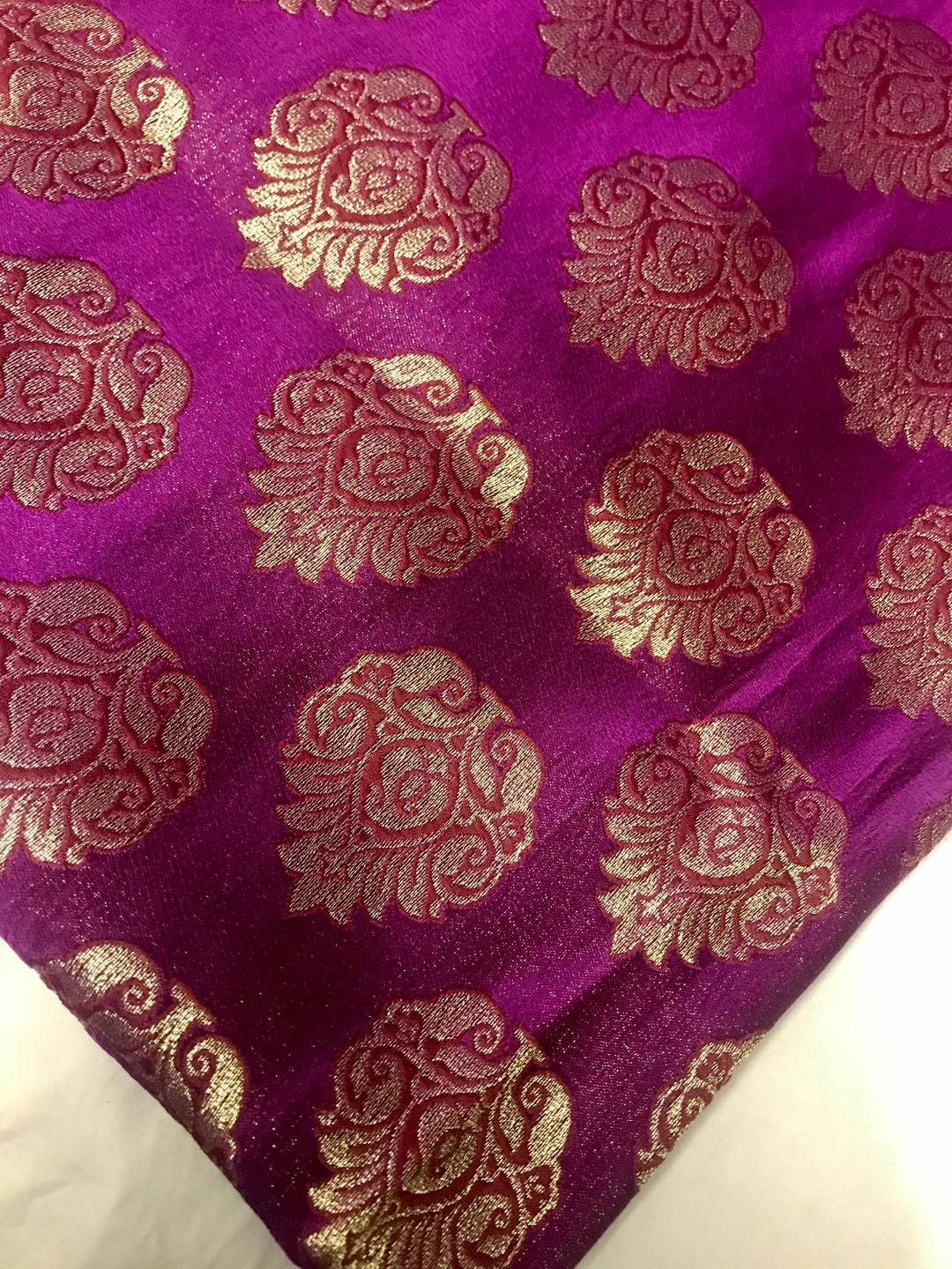 One Yard of Purple and Gold Brocade /DIY Fabric/doll Clothes/costume ...