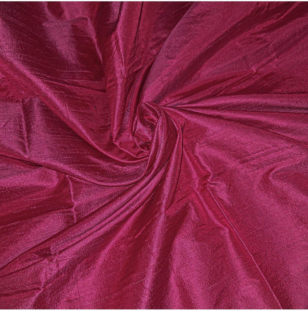 Deep Dark Pink Dupioni Silk Fabric by the Yard Pure Luxury Raw Silk for ...