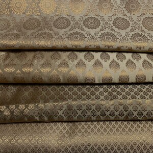 Bundle/stack of Gold Beige Indian Brocade Set of Four Quarters/perfect ...