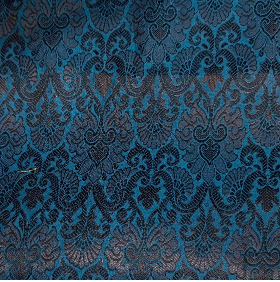One Yard Teal Blue Indian Brocade Fabric in a Regal Design DIY Craft ...