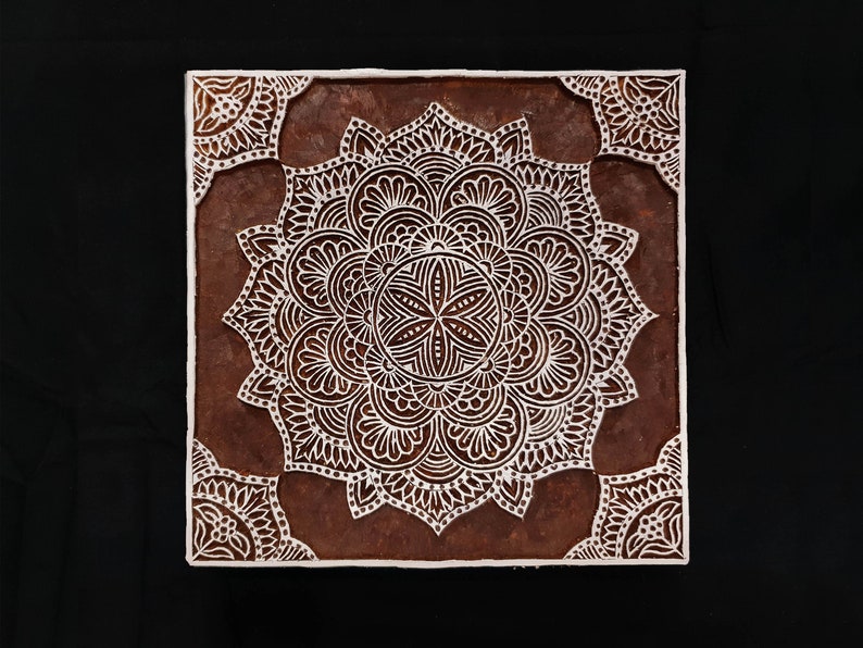 Square Mandala Indian Block Printing Stamps/ Wooden Block for Printing ...