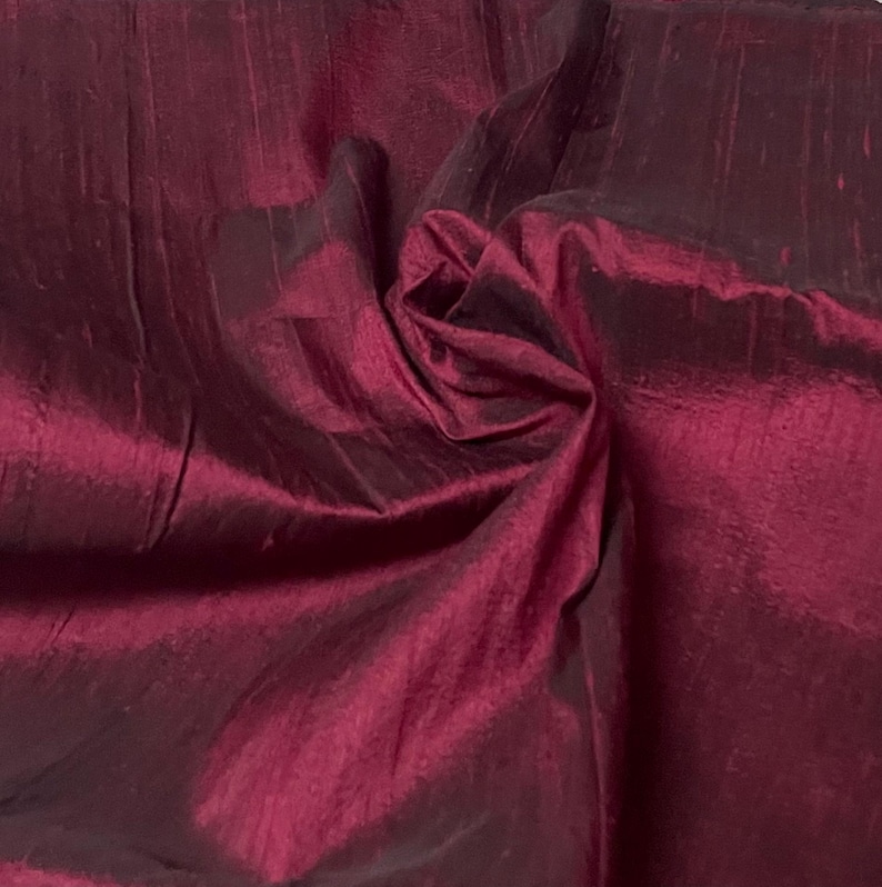 Wine Red With Black Dupioni Silk by the Yard Pure Luxury Raw Silk for ...