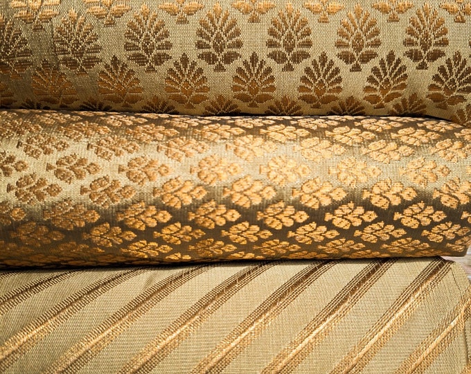 Bundle/stack of Gold Beige Indian Brocade Set of Three Half Yards ...