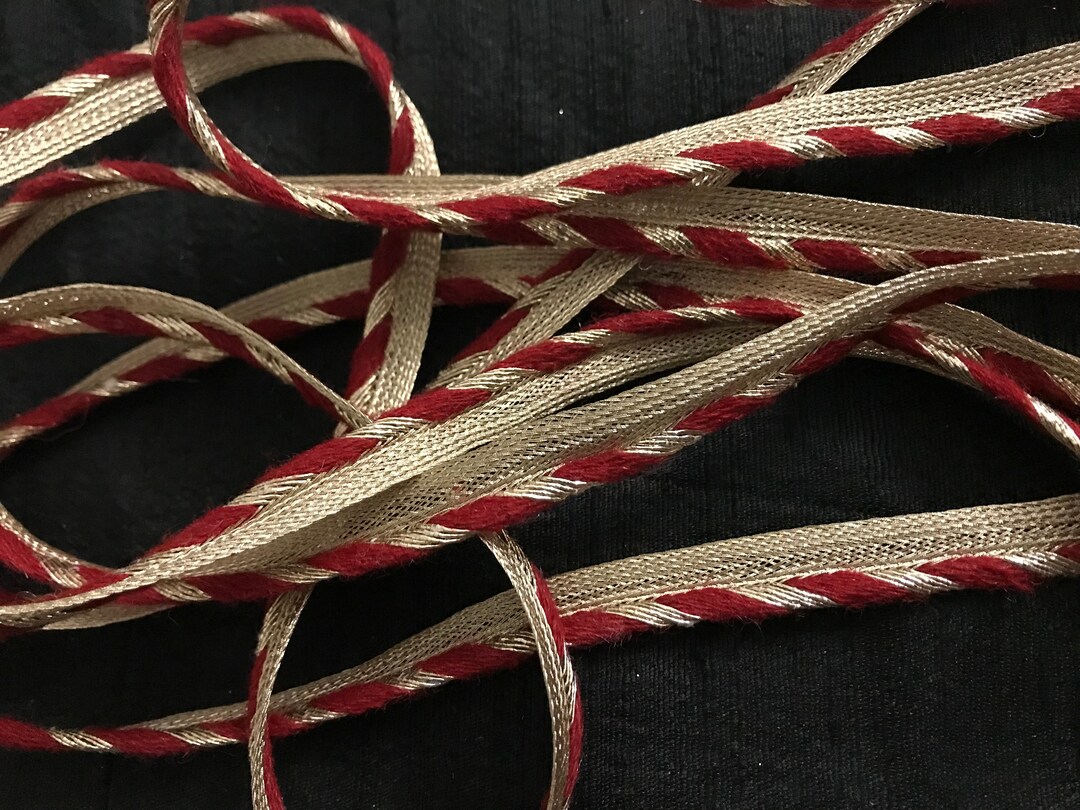 Nine Yard Roll of Red Gold Trim / Piping Lace/edging Ribbon/sari Piping ...