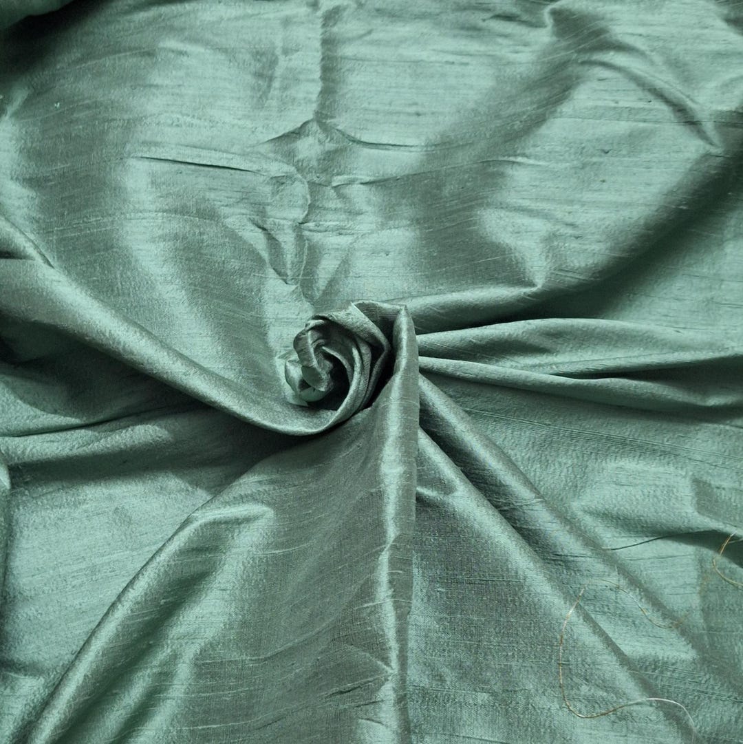 Pastel Sage Green Dupioni Silk Fabric by the Yard Pure Raw Silk for DIY ...