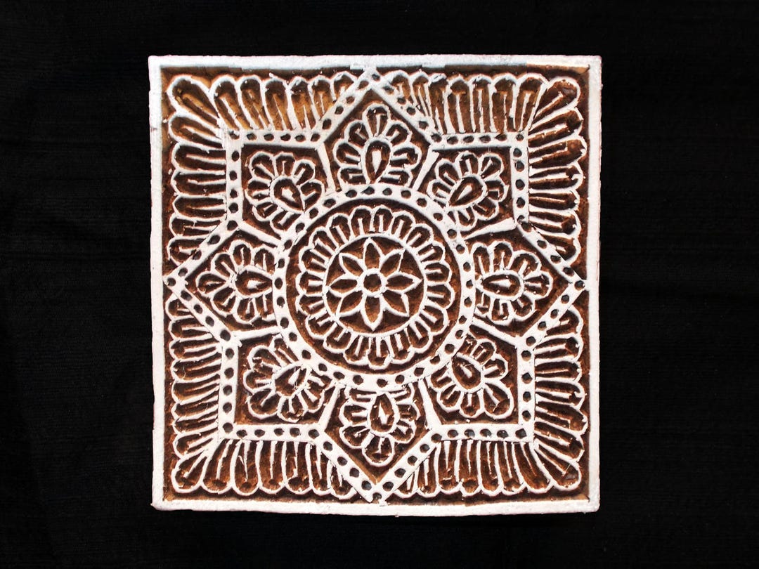 Square Indian Block Printing Stamps/hand Carved Indian Wooden Block for ...