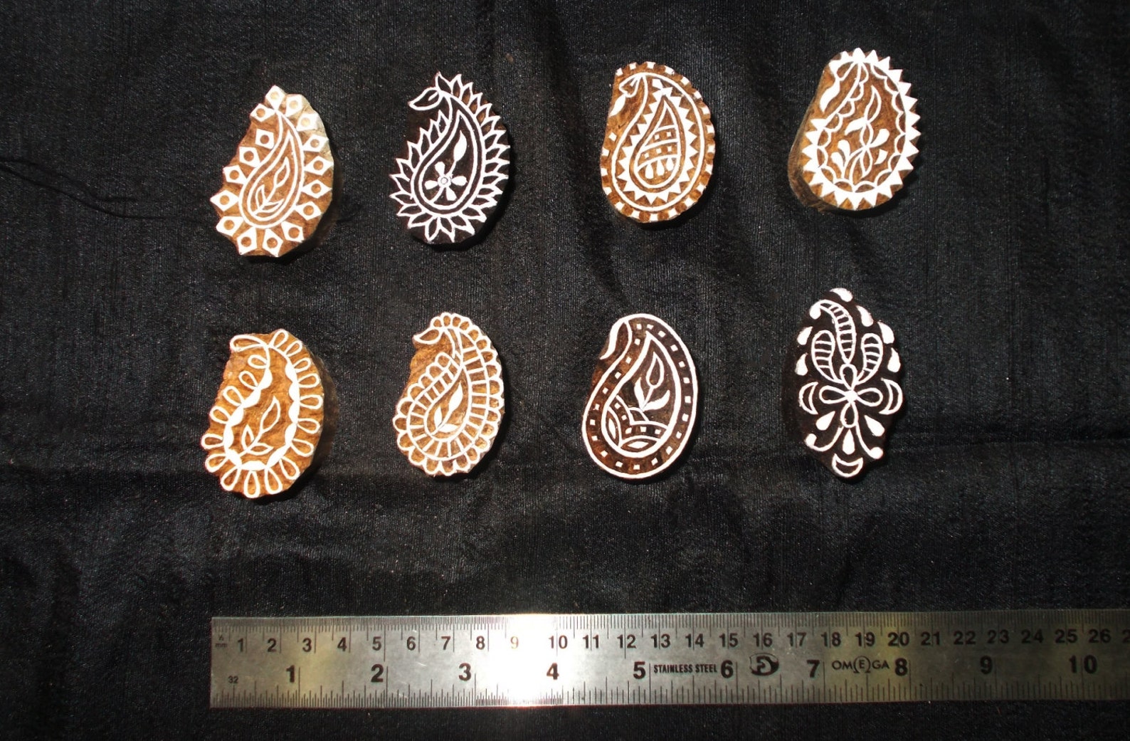 Set of 8 Mini Paisley Pottery Stamps/tjap /small Indian Block | Etsy