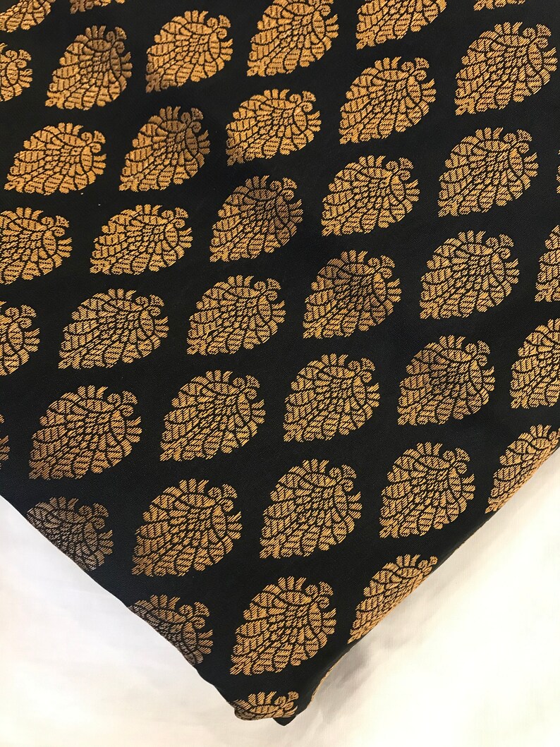 One Yard of Black Brocade With a Paisley Motif Pattern/indian - Etsy