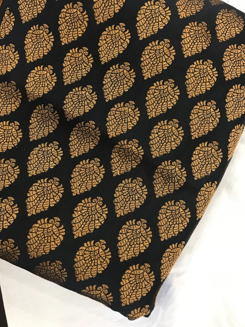 One Yard of Black Brocade With a Paisley Motif Pattern/indian - Etsy