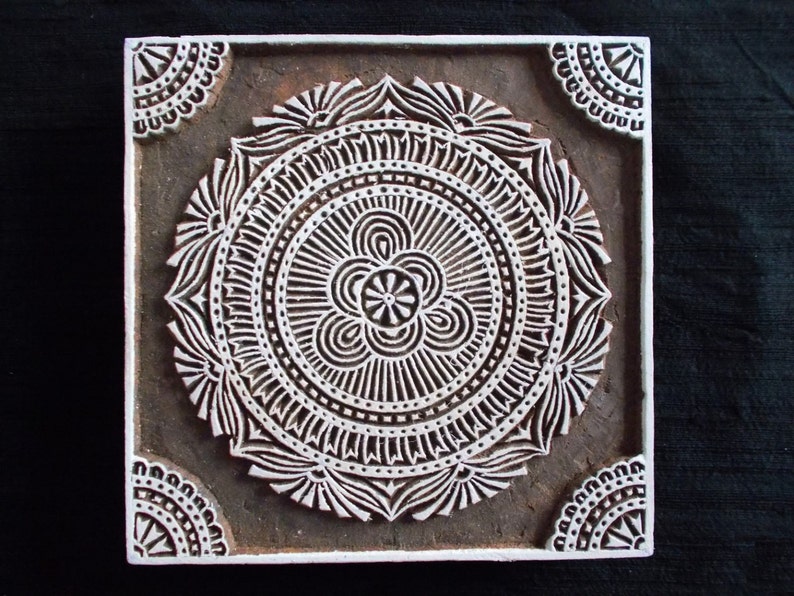 Square Mandala Indian Block Printing Stamps/ Wooden Block for Printing ...