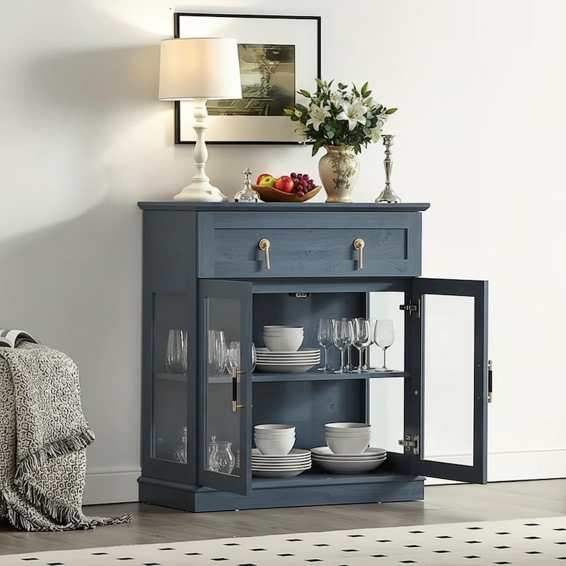 Modern Blue Bar Cabinet - Etsy