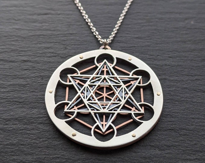 Sacred Geometry Necklace METATRON'S CUBE Gold Necklace Gold Flower of ...