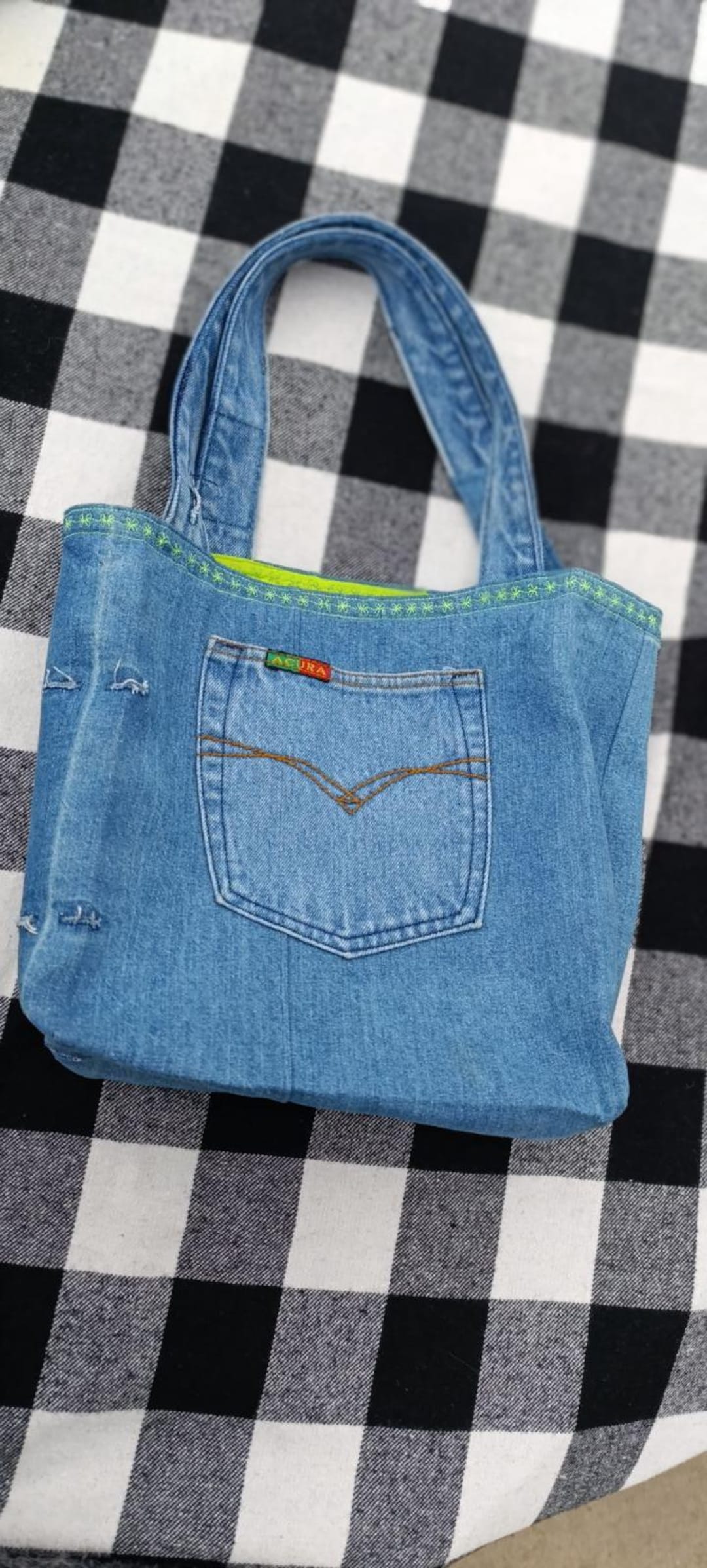 Upcycled Denim Tote Bag, DIY Shopper Bag - Etsy UK