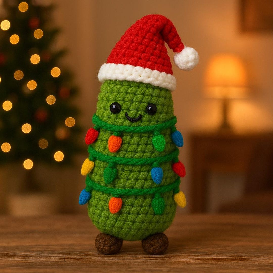 Handmade Christmas Pickle Tree Crochet, Handmade Holiday Tradition ...