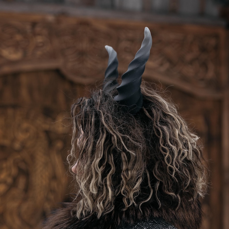 Hand-painted Red Black Devil Horns, 3D Printed Cosplay Horns Headband ...
