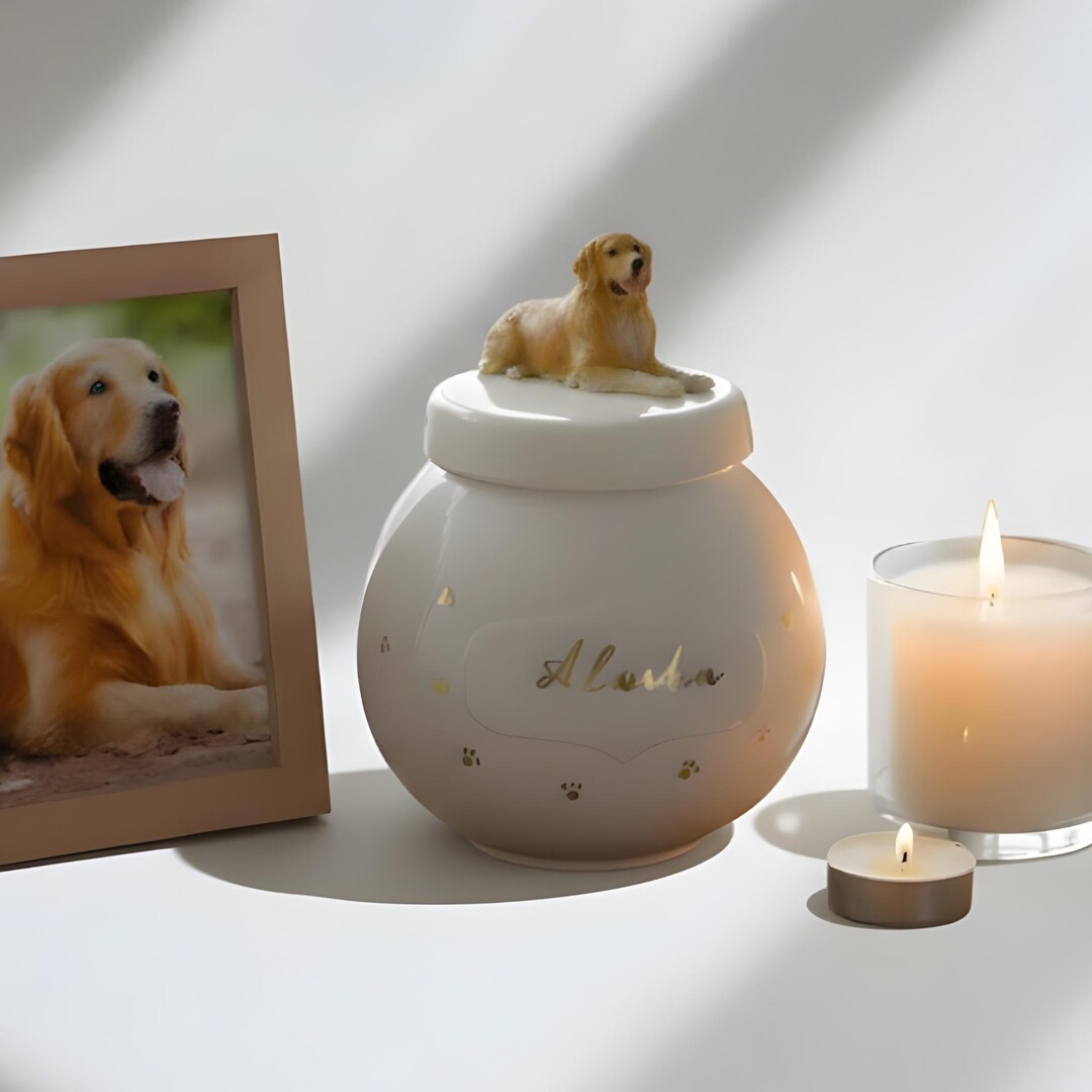 Personalized Pet Urn With Custom Figurine – Handmade Ceramic Dog ...