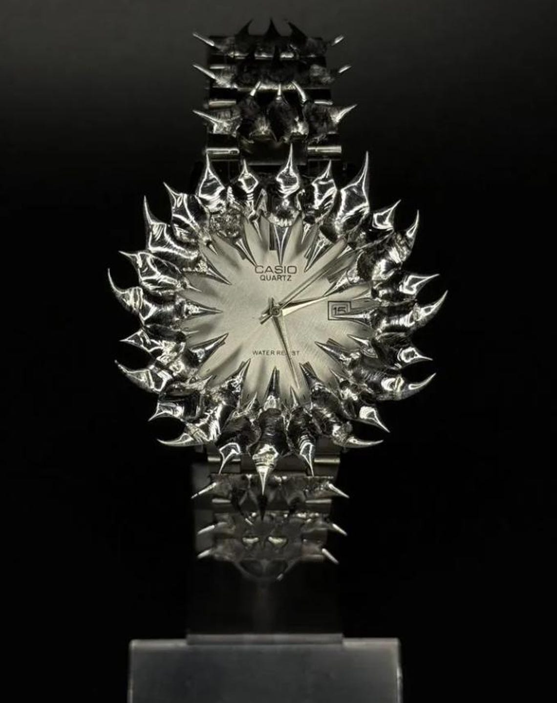 Custom Casio Watch Spiked Metal Art Timepiece Handmade Designer ...