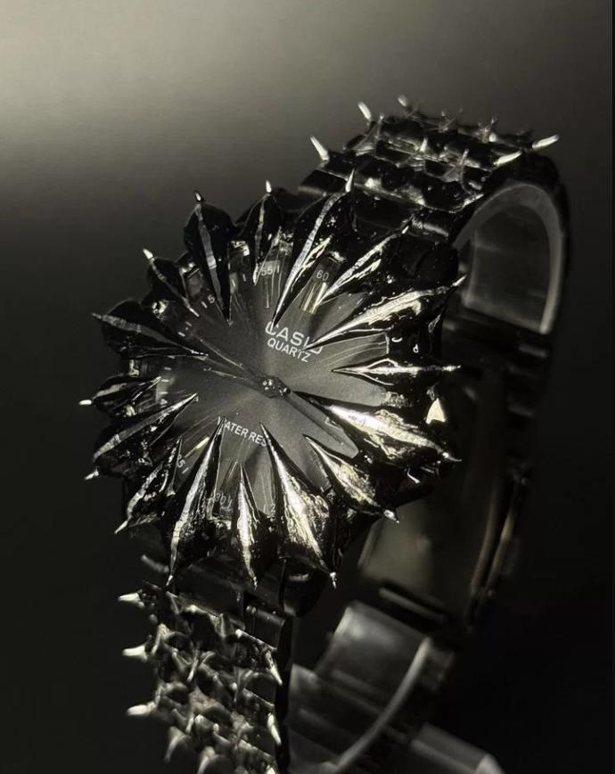 Custom Casio Midnight Edge Watch Handmade Spiked Gothic Quartz Watch - Etsy