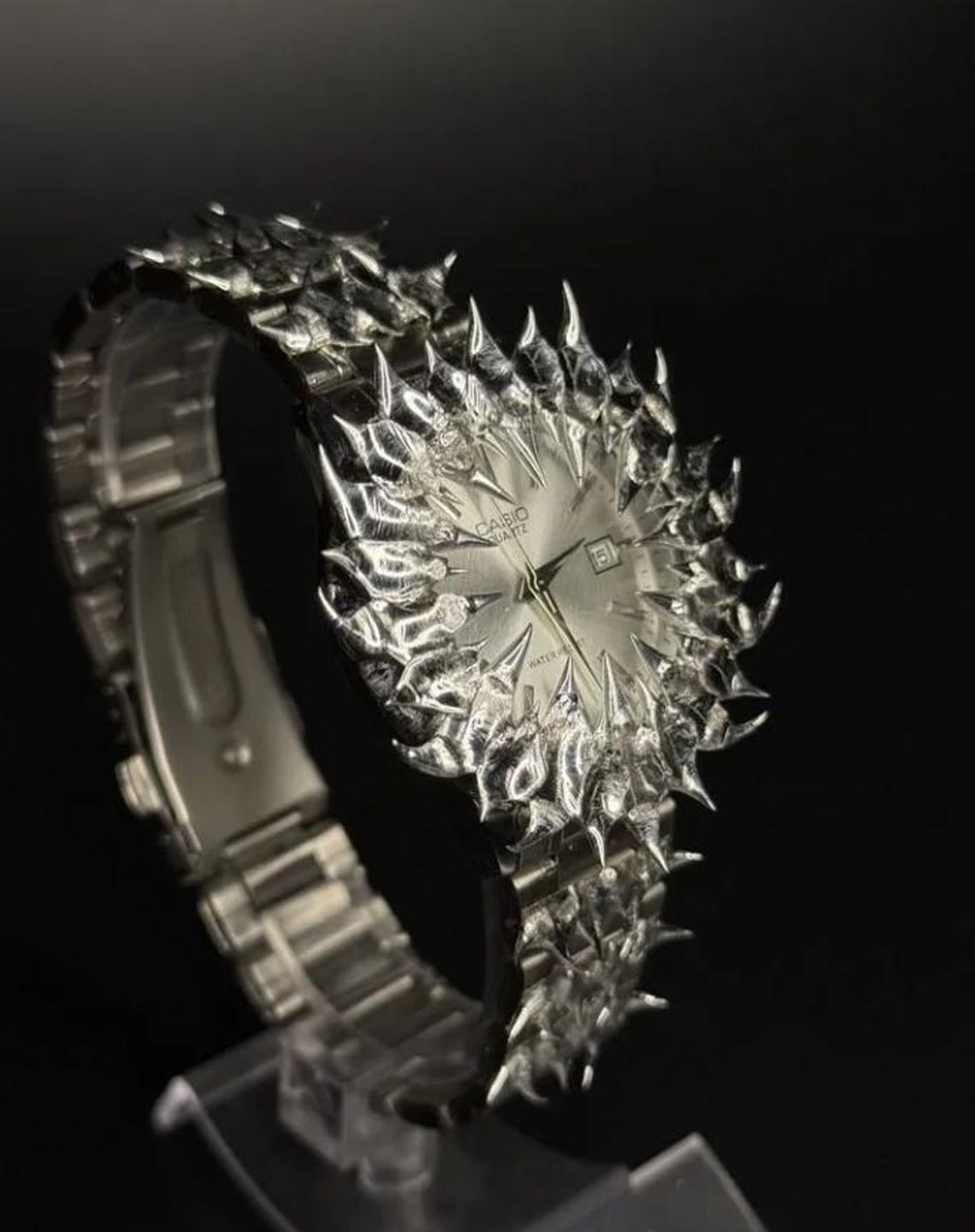 Custom Casio Watch Spiked Metal Art Timepiece Handmade Designer ...