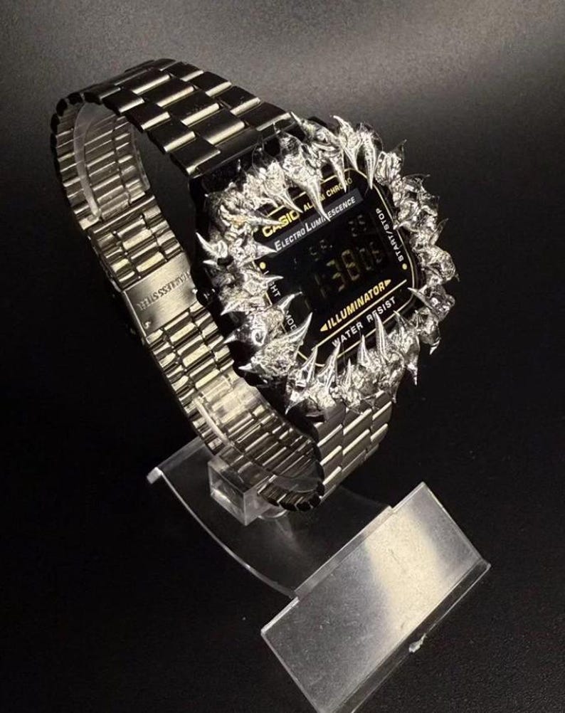 Custom Casio Silver Claw Watch Gothic Punk Digital Edition Handmade ...