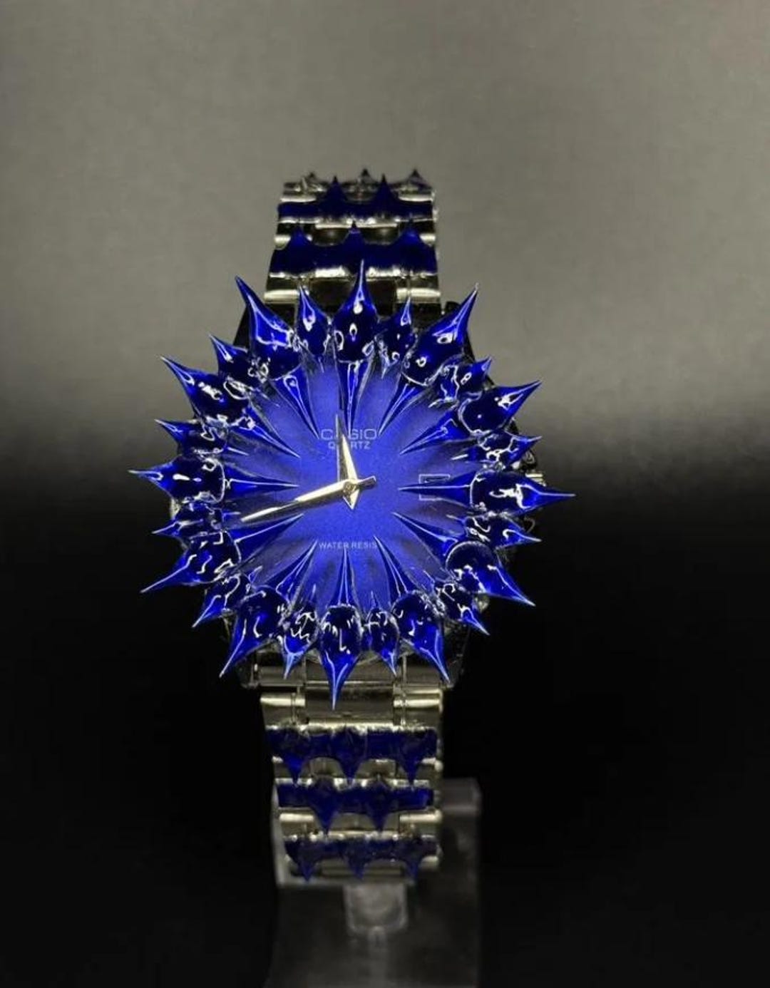 Custom Casio Blue Inferno Watch Handmade Gothic Spiked Edition - Etsy