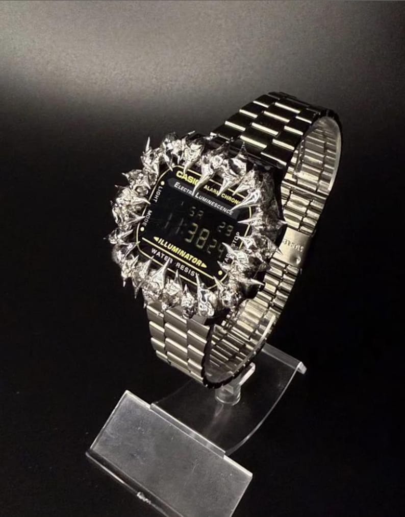 Custom Casio Silver Claw Watch Gothic Punk Digital Edition Handmade ...