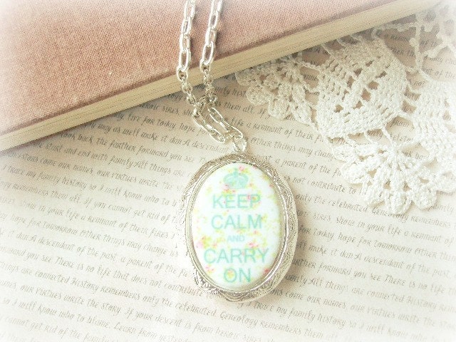 ON SALE Silver Keep Calm & Carry on Locket - Etsy