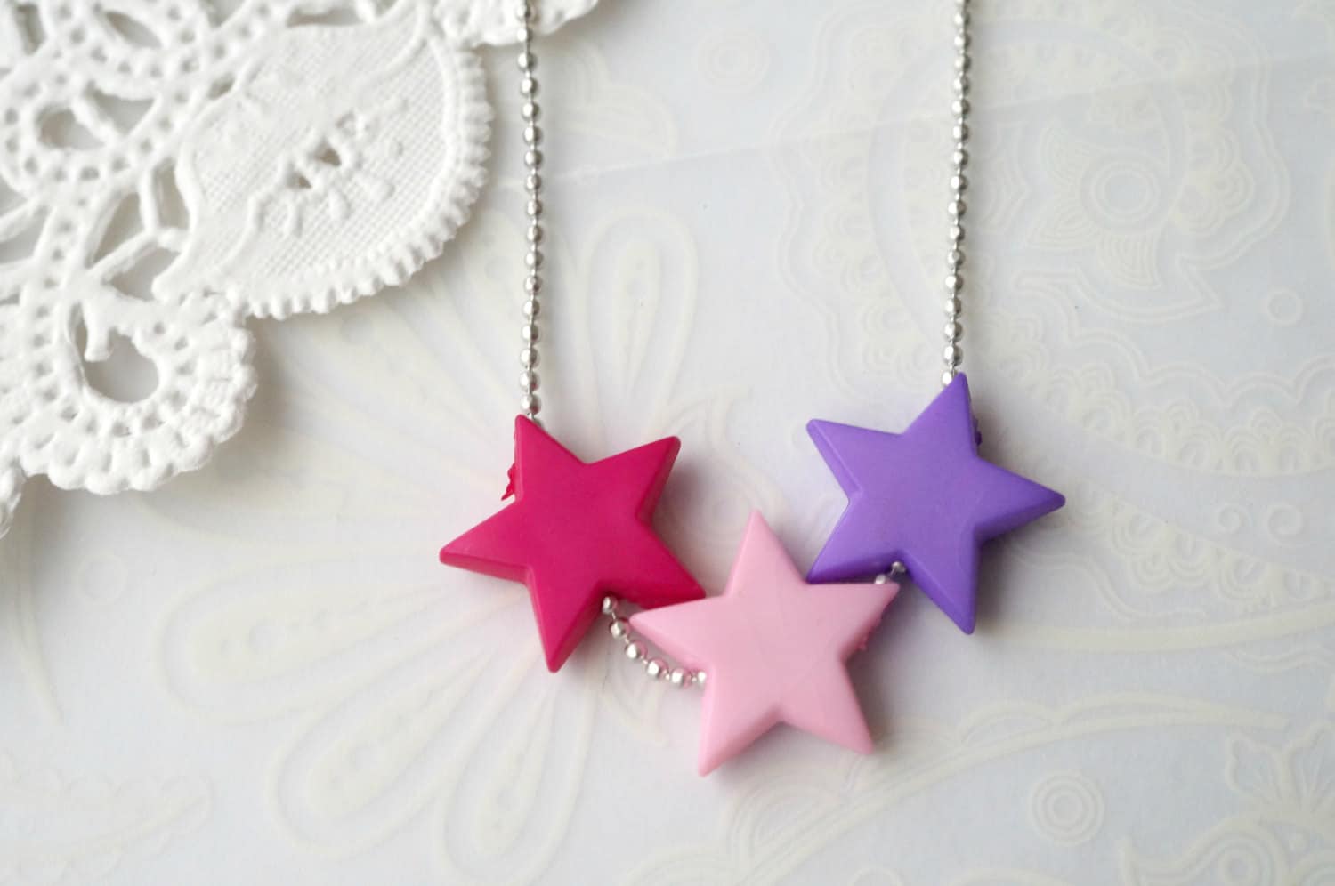 Pastel Pink & Purple Star Necklace - Etsy