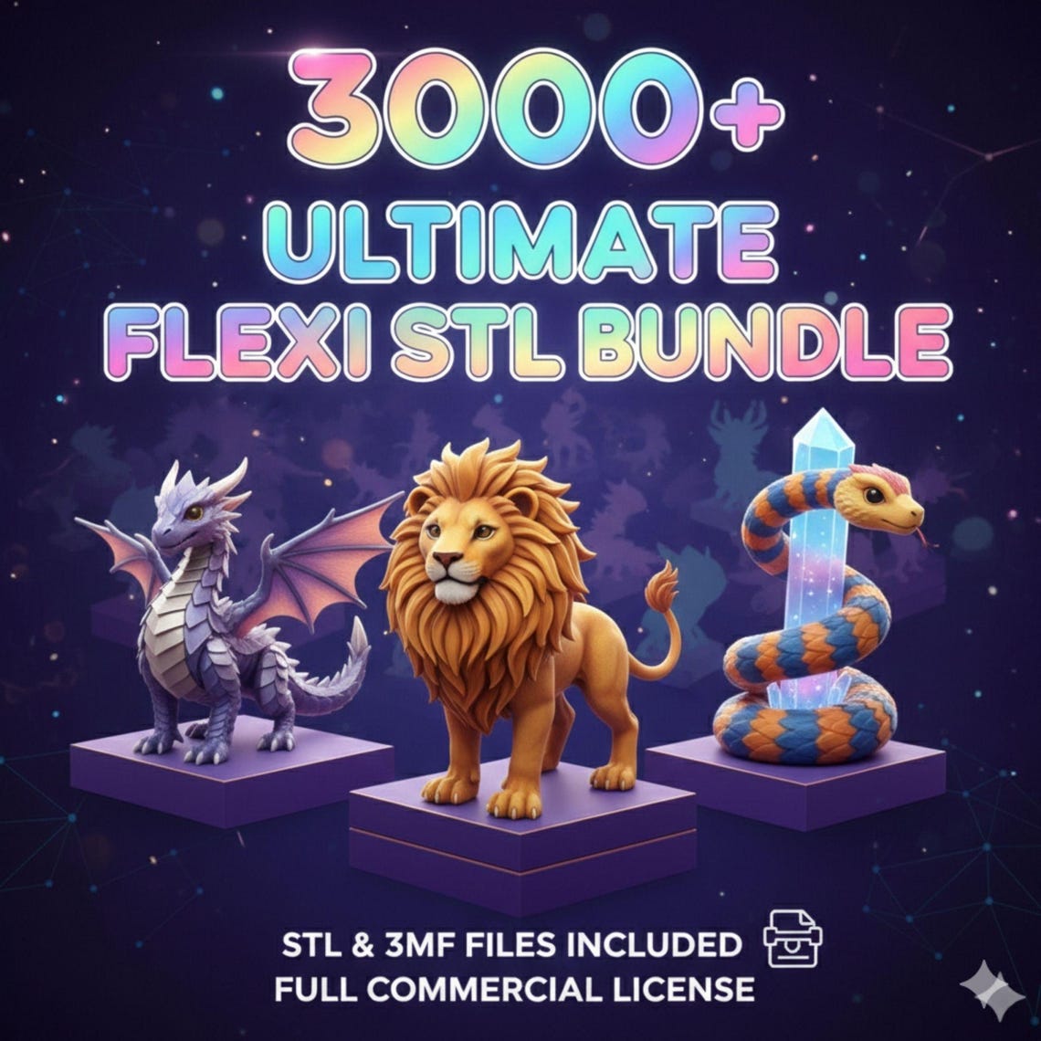 3000+ Mini Flexi Animals STL Bundle – Articulated 3D Print Files, Flexi ...