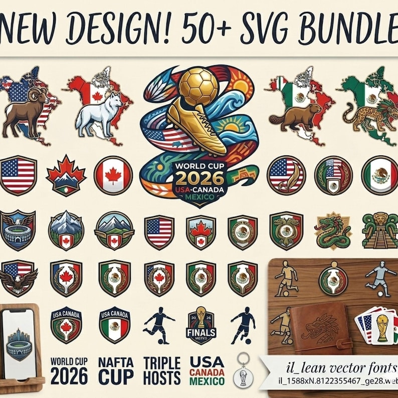 World Cup 2026 SVG Bundle | Soccer Trophy Clipart & Football Logo PNG ...