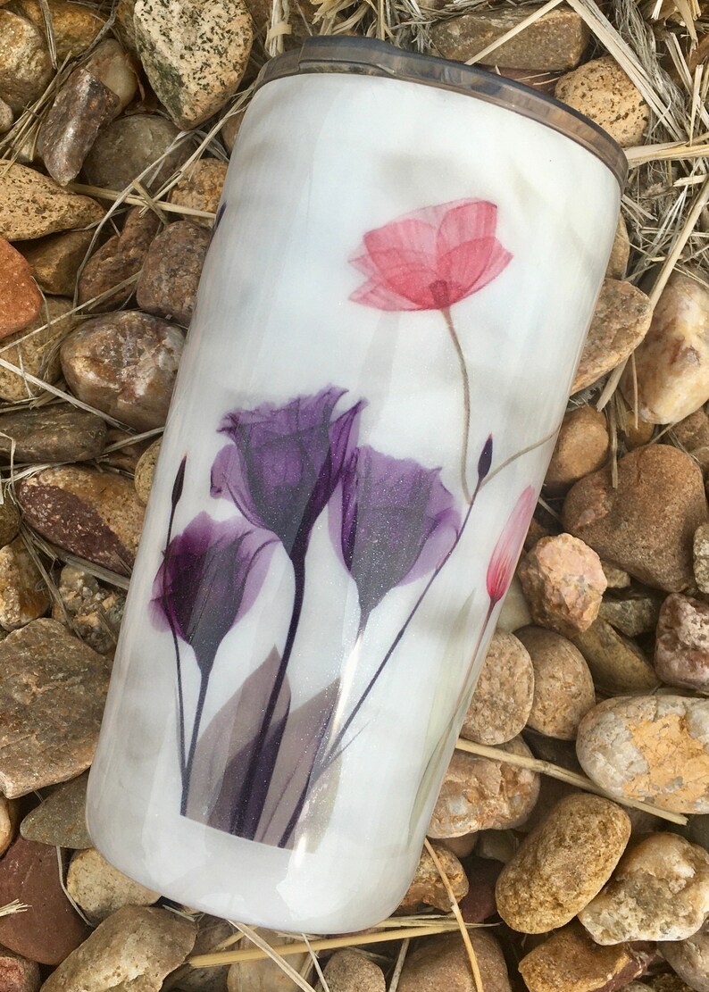 Smoky Translucent X-ray Flowers Insulated Cup With Straw - Etsy