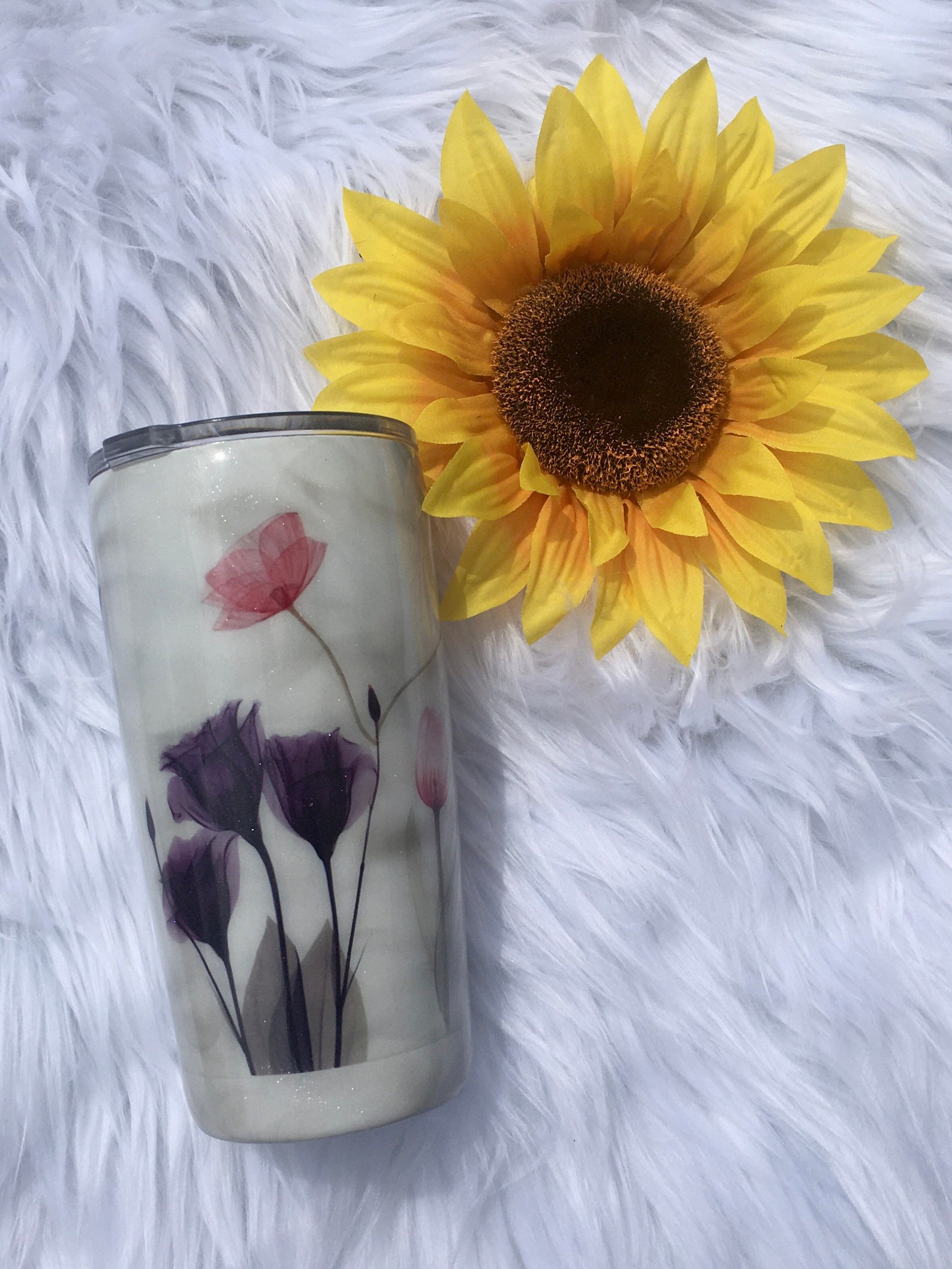 Smoky Translucent x-ray Flowers Insulated Cup With Straw - Etsy
