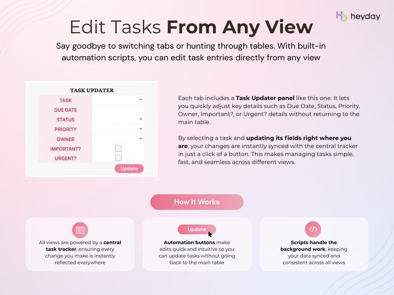 Task Tracker Spreadsheet Excel & Google Sheets Planner To-do List ...