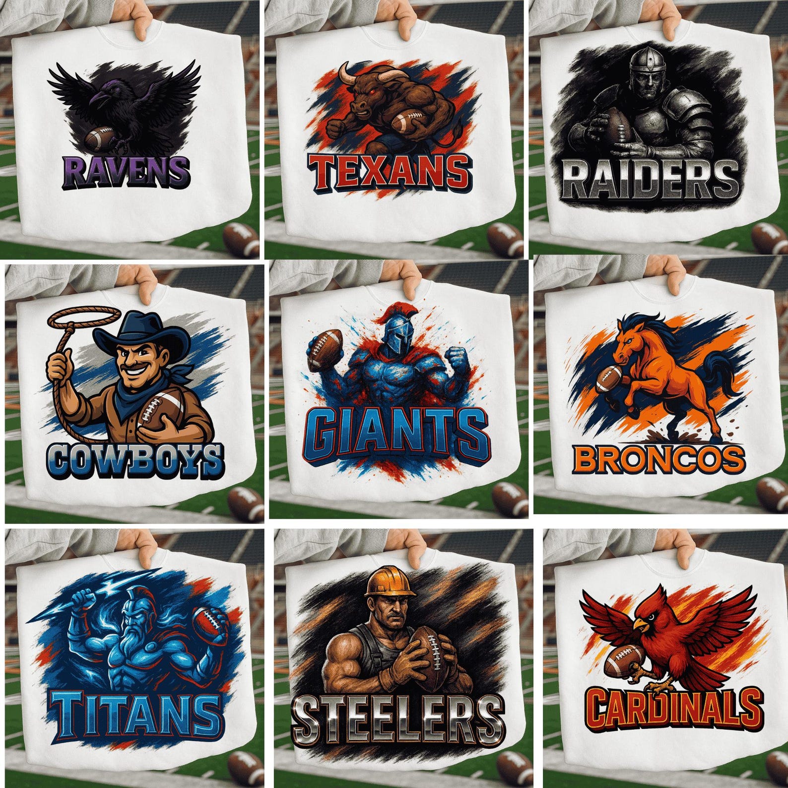 32 NFL Football Animal Mascot PNG Bundle – Game Day Football Clipart ...