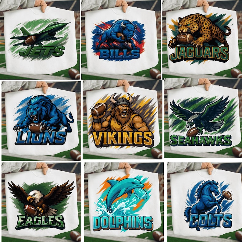 32 NFL Football Animal Mascot PNG Bundle – Game Day Football Clipart ...