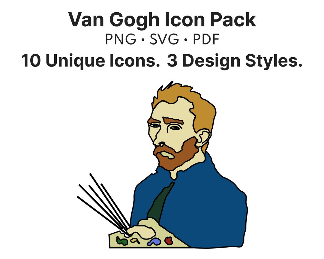 Van Gogh Icon Pack – 10 Artistic Designs (PNG, SVG, PDF) - Etsy