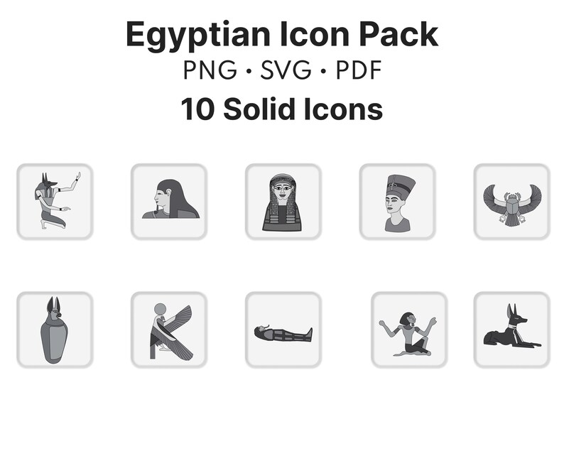 Ancient Egypt Icon Pack – 10 Egyptian Art Icons, 3 Styles (SVG, PNG ...
