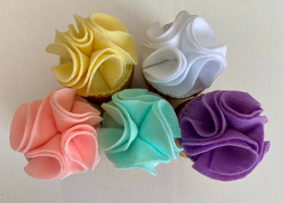 Felt Food Pastel Cupcake Set, Felt Food Pastel Cupcake, Felt Pastel ...
