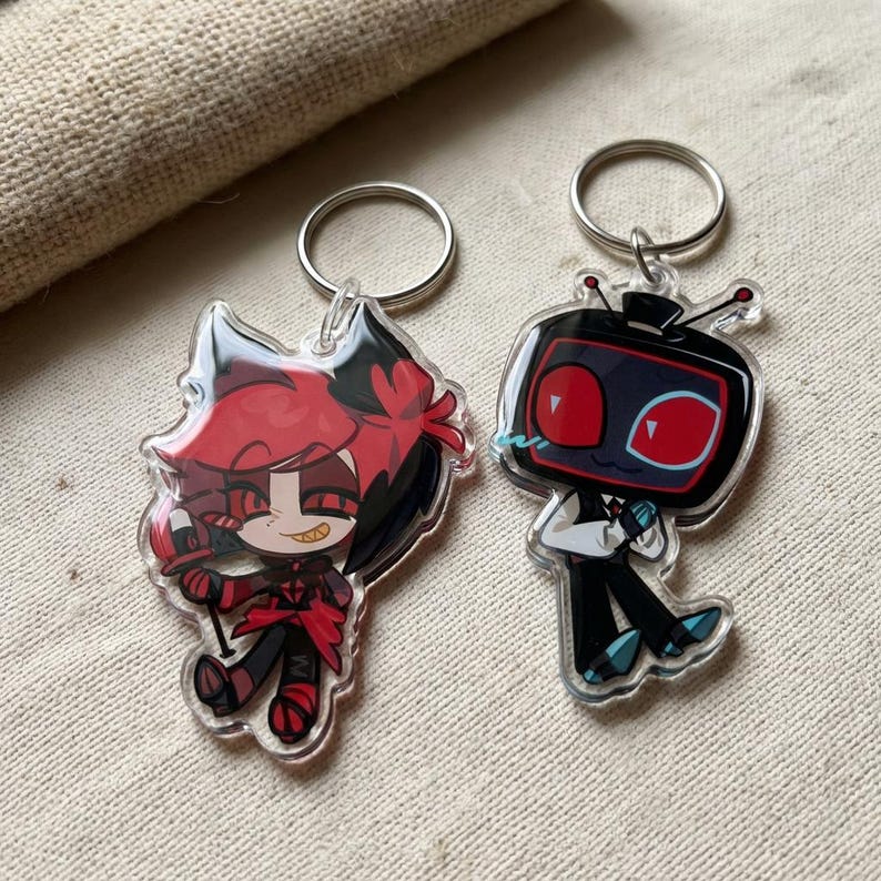Hazbin Hotel Alastor Vox Acrylic Keychain, Alastor Vox Keychain Charm ...