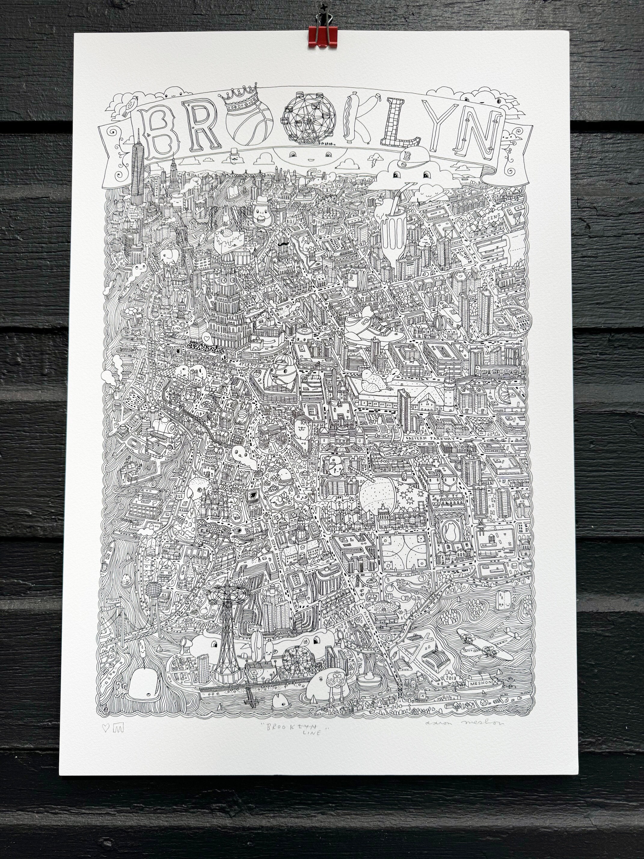 BROOKLYN / BROOKLINE MAP Archival and Hand Signed Print - Etsy